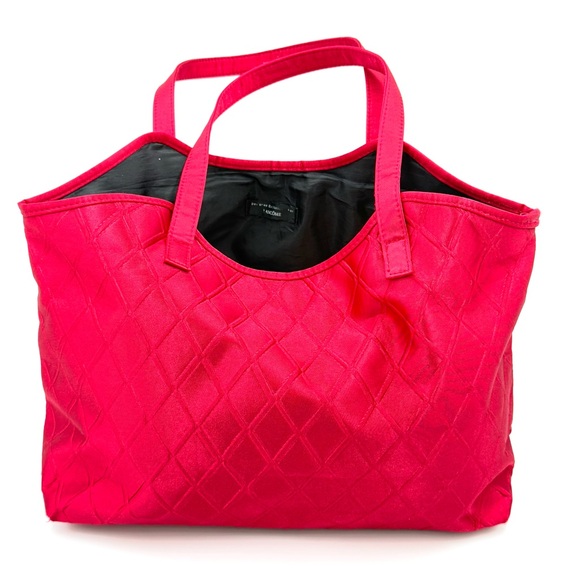 Lancome | Bags | Lancome Ruby Red Diamond Quilt Satin Tote Bag | Poshmark
